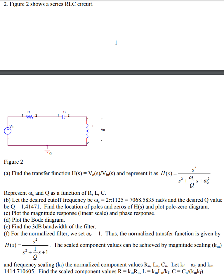 Solved Figure 2 shows a series RLC circuit. Figure 2 (a) | Chegg.com