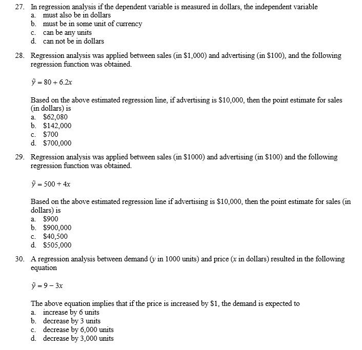 Solved In regression analysis if the dependent variable is | Chegg.com
