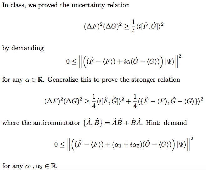 Solved In class, we proved the uncertainty relation by | Chegg.com