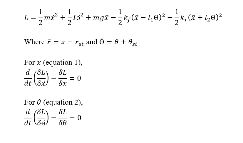 L=1/2 mx^2+1/2 l theta^2+mgx-1/2 | Chegg.com