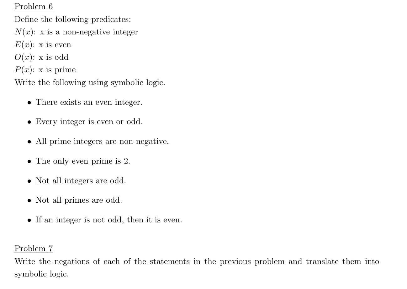 Solved Problem 6 Define The Following Predicates Nx X Is
