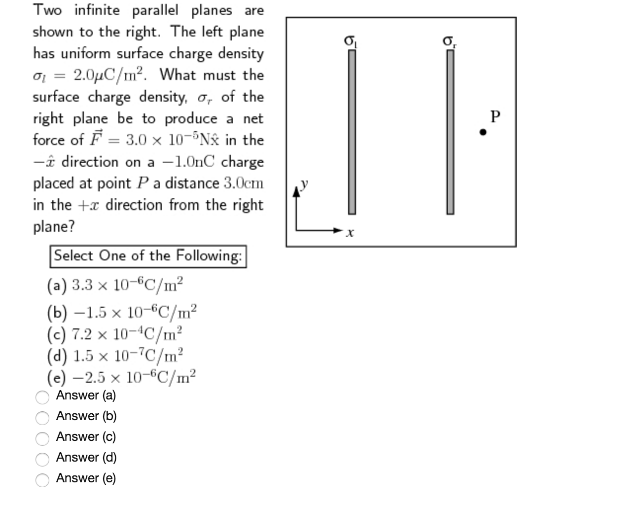 Solved Two infinite parallel planes are shown to the right. | Chegg.com