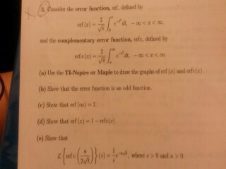 Consider the error function, ef, defined by erf(x) = | Chegg.com
