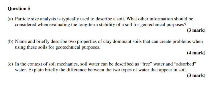 Solved Question 5 (a) Particle size analysis is typically | Chegg.com