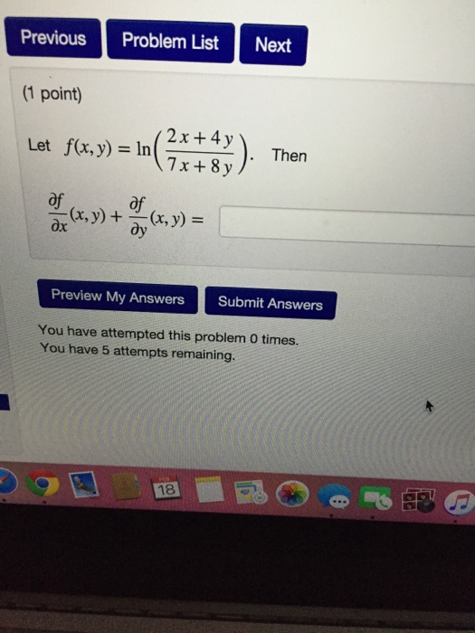 Solved Let f(x, y) = ln(2x + 4y/7x + 8y). Then f/x(x, y) + | Chegg.com Solved Let f(x, y) = ln(2x + 4y/7x + 8y). Then f/x(x, y) + | Chegg.com