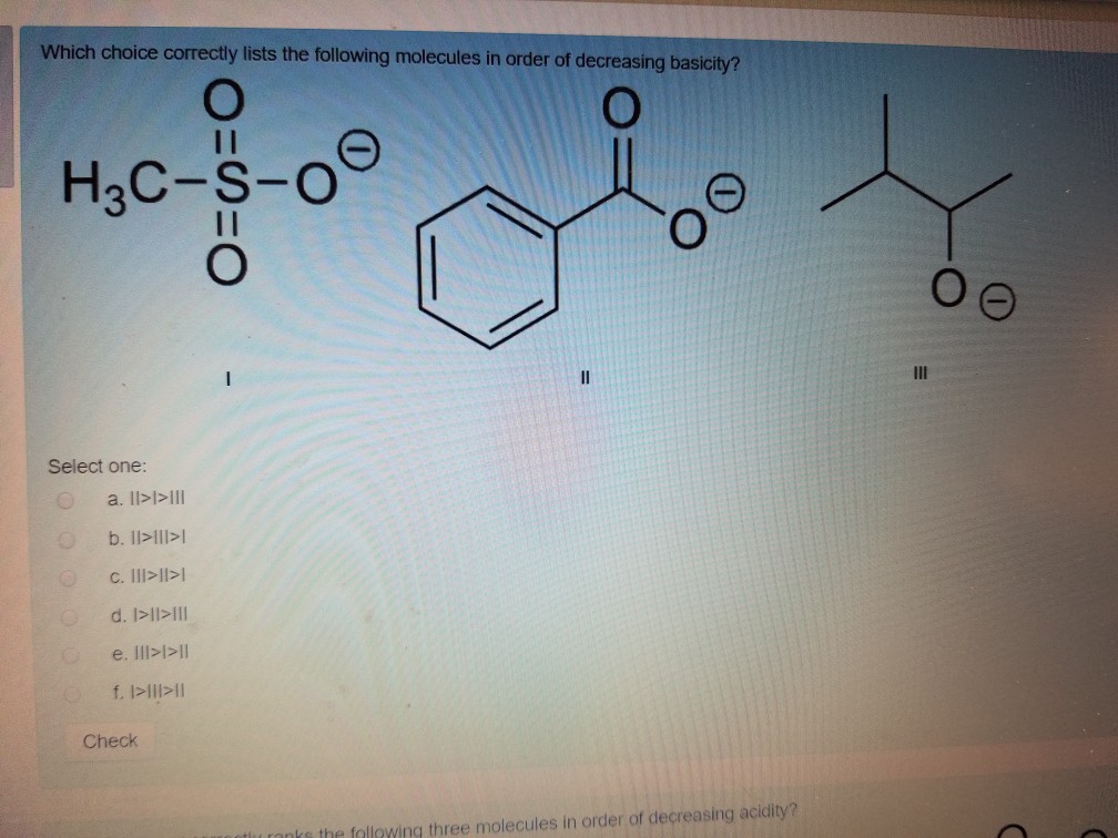 Solved Which choice correctly lists the following molecules | Chegg.com