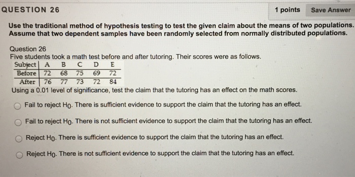 Solved Use the traditional method of hypothesis testing to | Chegg.com