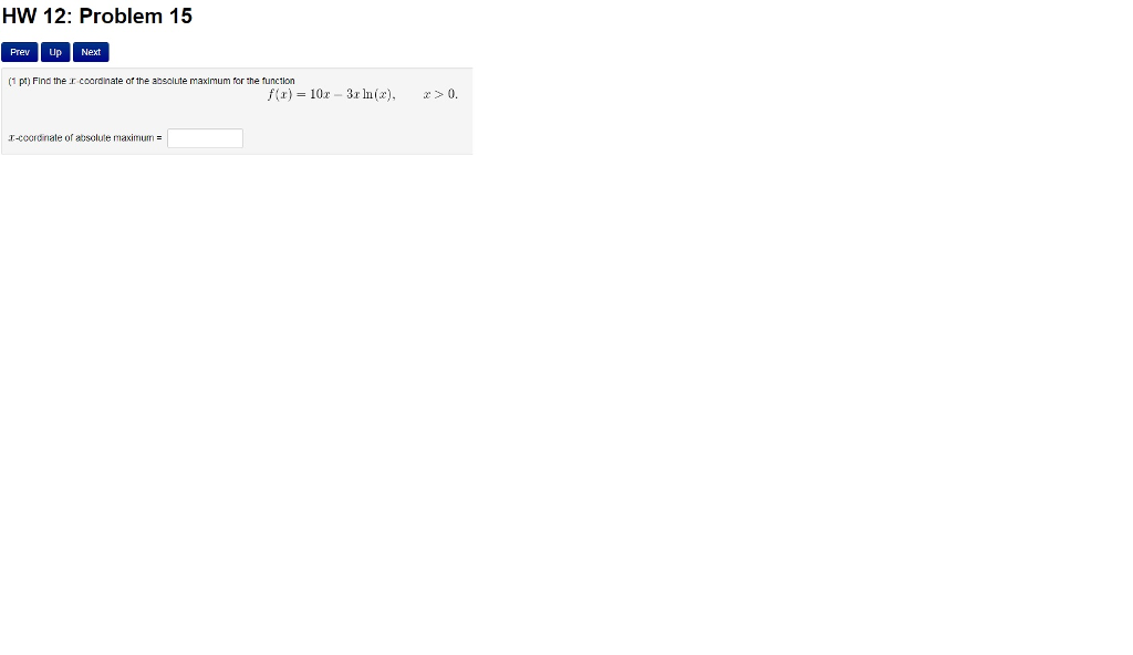 Solved Find the x coordinate of the absolute maximum for the | Chegg.com