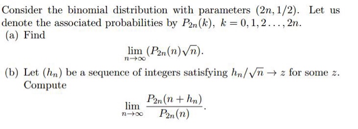 Solved Consider the binomial distribution with parameters | Chegg.com