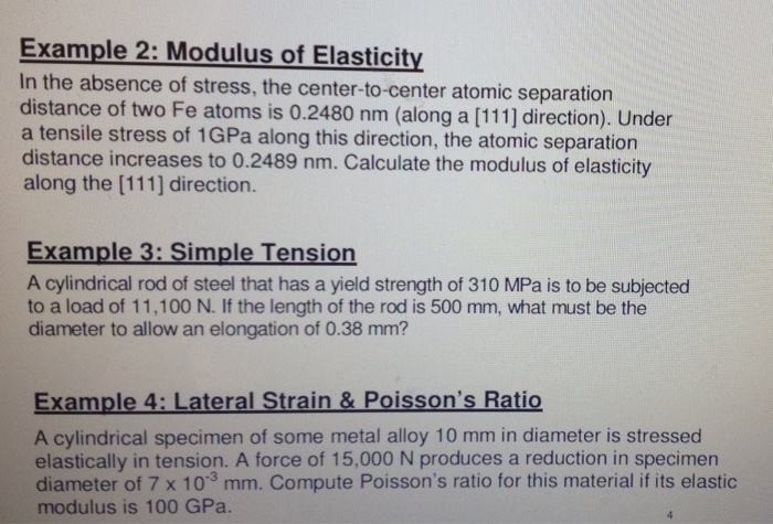 Solved Example 2: Modulus of Elasticity In the absence of | Chegg.com