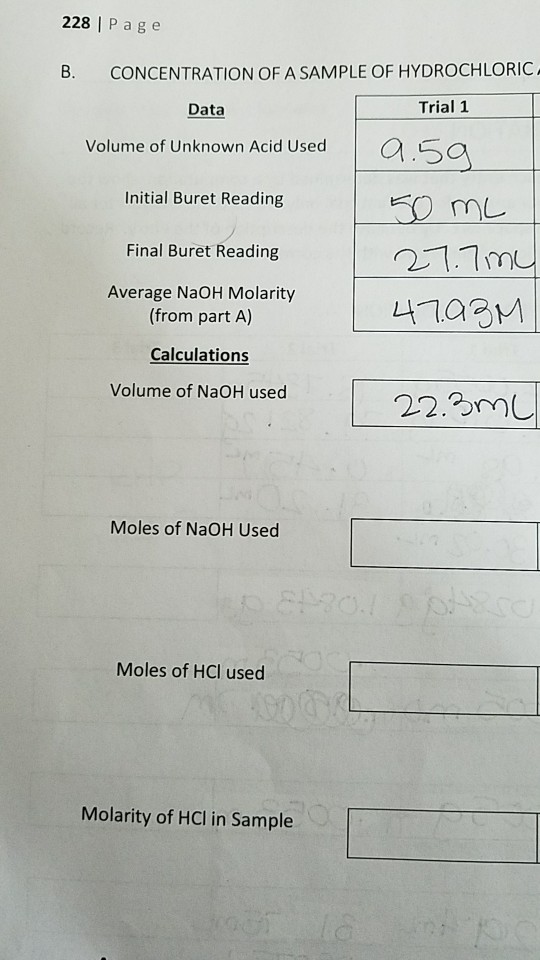 Solved 228 | P a ge B. CONCENTRATION OF A SAMPLE OF | Chegg.com