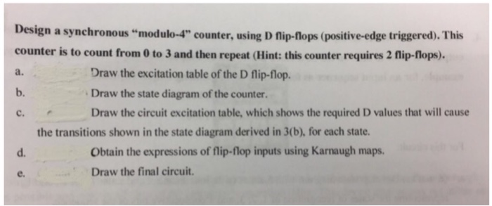 Solved Design a synchronous "modulo-4" counter, using D | Chegg.com