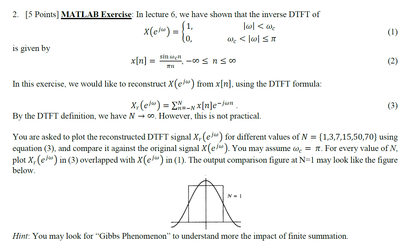 Solved In lecture 6, we have shown that the inverse DTFT of | Chegg.com