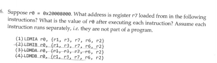 Solved Suppose r0 = 0 times 20008000. What address is | Chegg.com