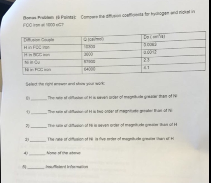 Solved Compare the diffusion coefficient for hydrogen and | Chegg.com