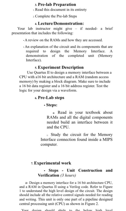 Solved 3. Pre-lab Preparation i Read this document in its | Chegg.com