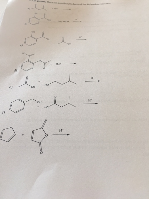 Solved Draw all possible products of the following | Chegg.com