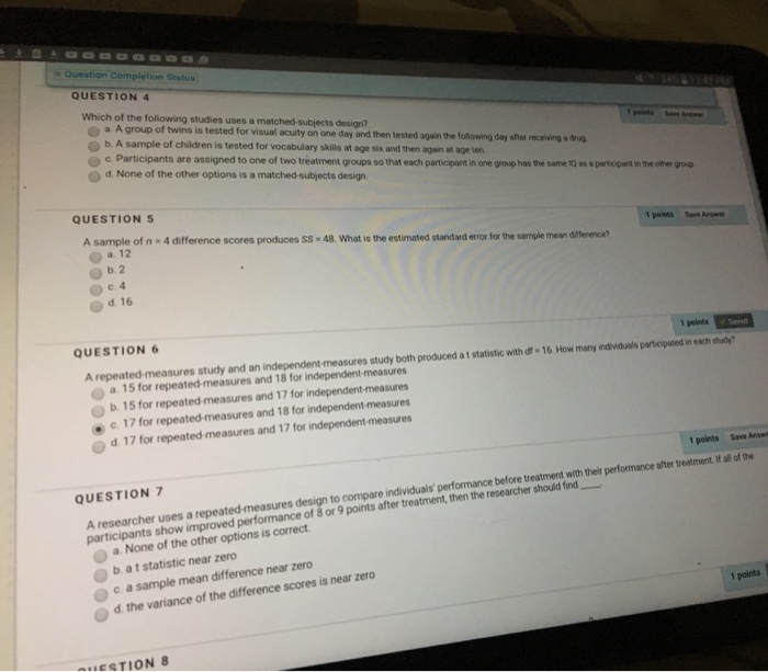 Solved Which of the following studies uses a matched-subject | Chegg.com