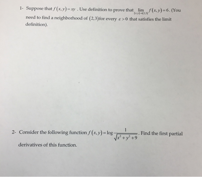 Solved Suppose that f(x, y) = xy. Use definition to prove | Chegg.com