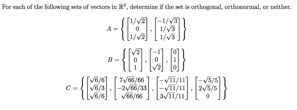 Solved For each of the following sets of vectors in R3, | Chegg.com