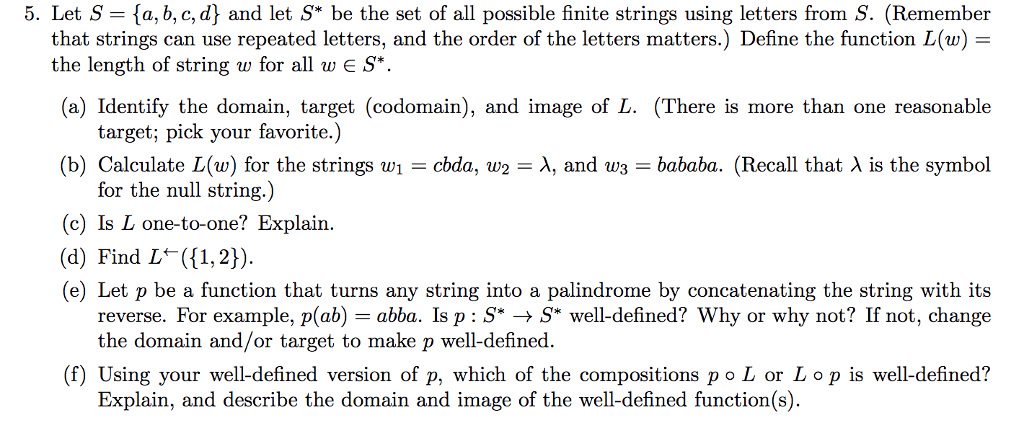 Solved 5. Let S a, b, c, d and let S* be the set of all | Chegg.com