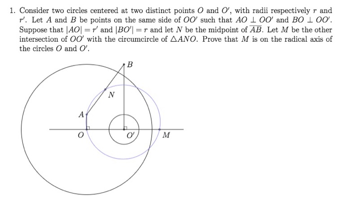 Solved Consider two circles centered at two distinct points | Chegg.com