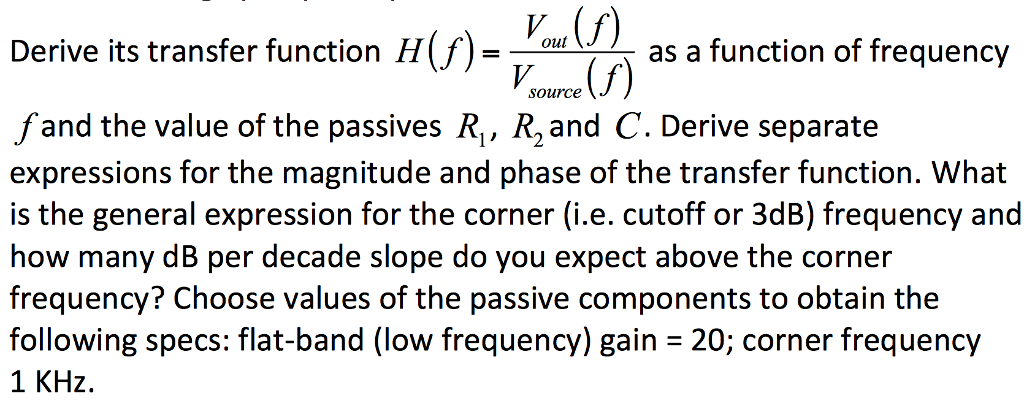 Derive its transfer function H(f) = | Chegg.com