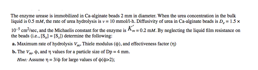 Solved The enzyme urease is immobilized in Ca-alginate beads | Chegg.com