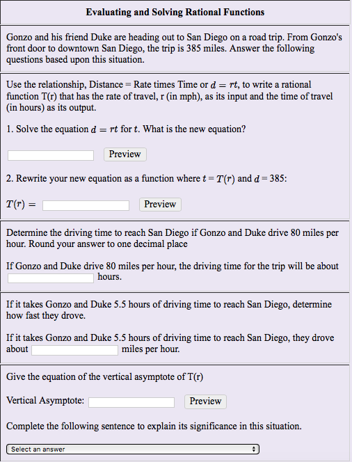 Solved Evaluating and Solving Rational Functions Gonzo and | Chegg.com