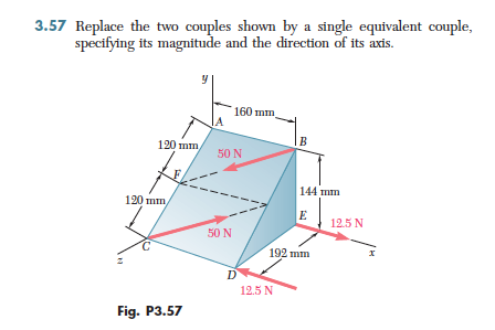 Solved Replace the two couples shown by a single equivalent | Chegg.com