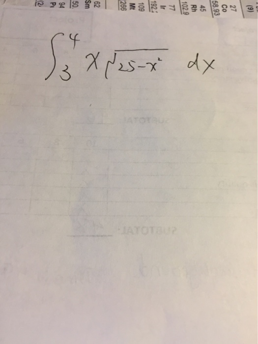 Solved Integrate x square root 25-x^2 dx between the limits | Chegg.com