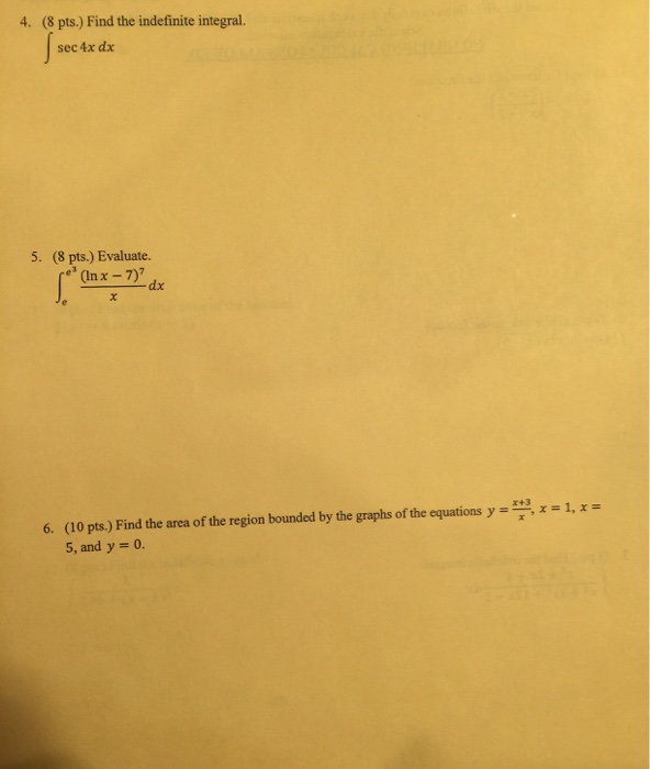 Solved Find the indefinite integral. integral sec 4x dx | Chegg.com