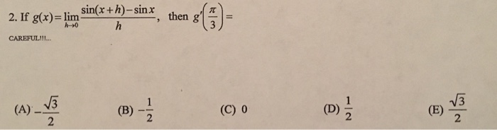Solved If g(x) = lim_h rightarrow 0 sin(x + h) - sin x/h, | Chegg.com