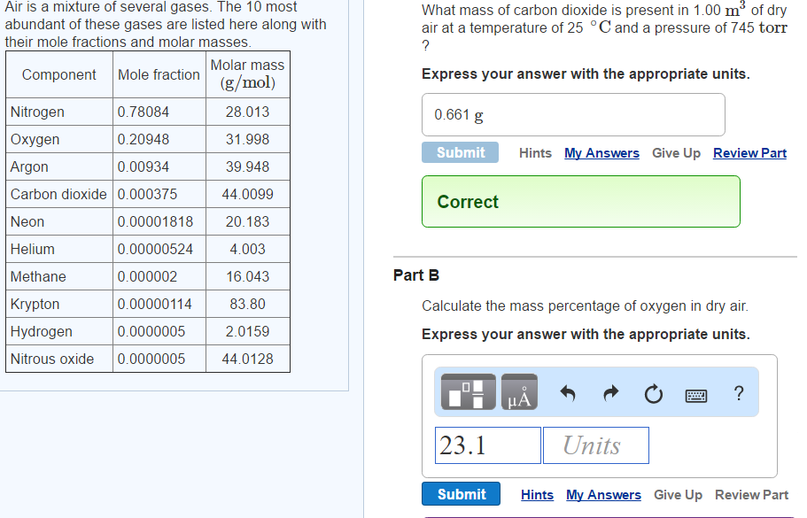 Solved Air is a mixture of several gases. The 10 most | Chegg.com