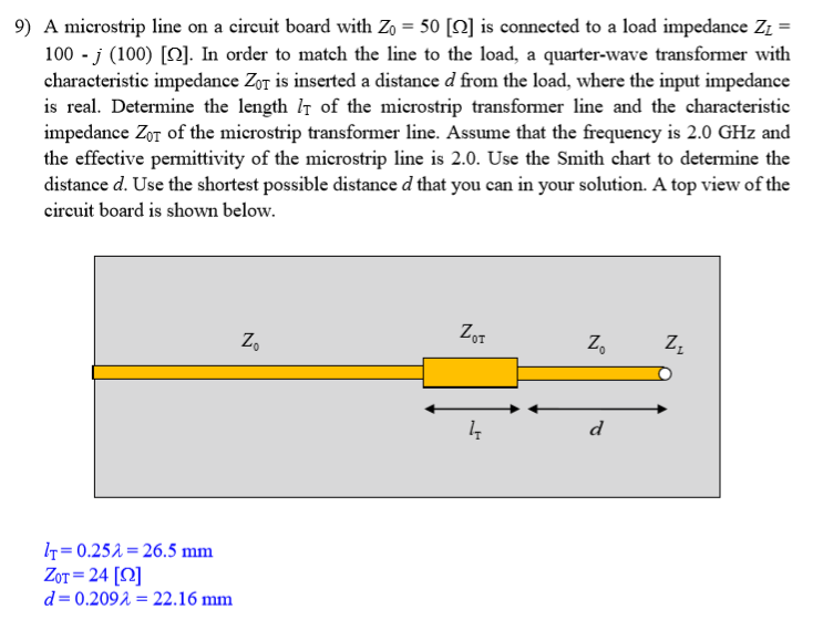 Solved 9) A microstrip line on a circuit board with Zo-50 | Chegg.com