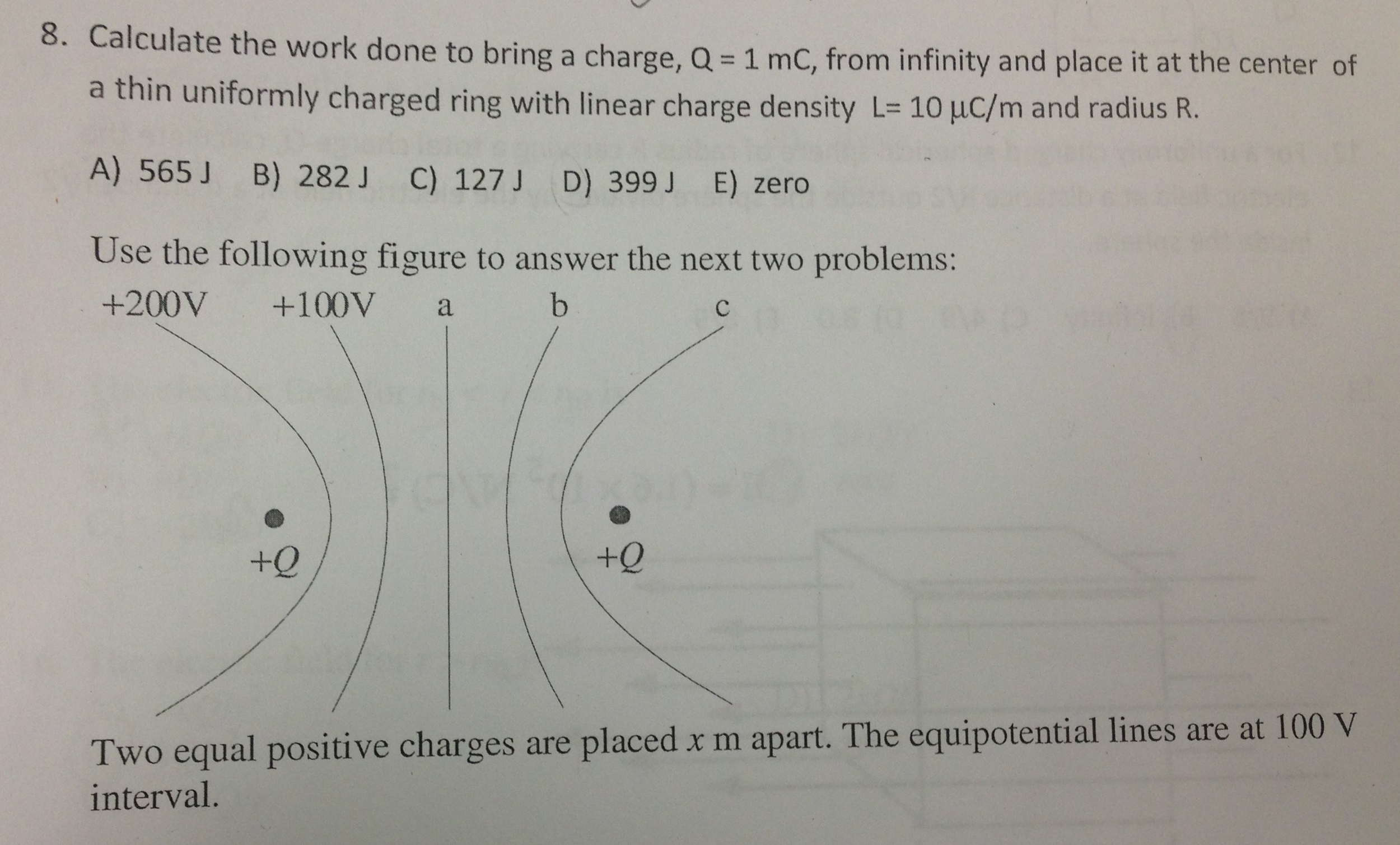 Solved Calculate the work done to bring a charge, Q = 1 mC, | Chegg.com