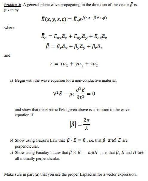 Solved A general plane wave propagating in the direction of | Chegg.com