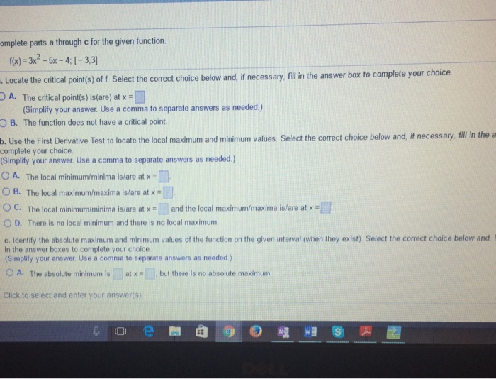 Solved Complete parts a through c for the given function. | Chegg.com