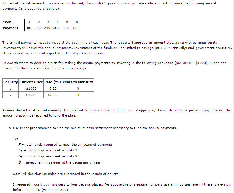 Solved As part of the settlement for a class action lawsuit, | Chegg.com
