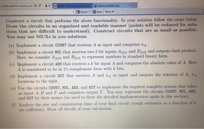 Construct a circuit that performs the above | Chegg.com