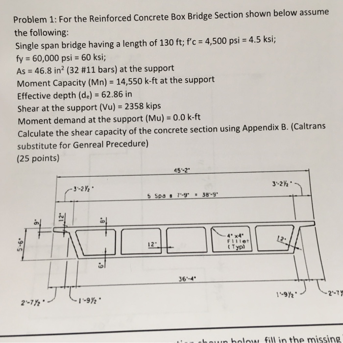 Solved For the Reinforced Concrete Box Bridge Section shown | Chegg.com