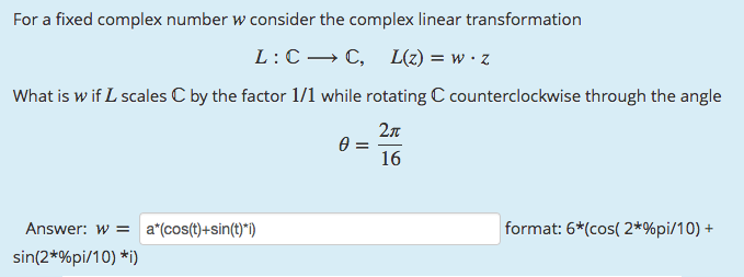 Solved For a fixed complex number w consider the complex | Chegg.com