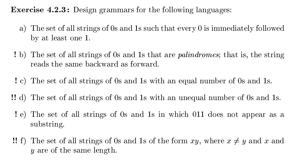 Solved Design grammars for the following languages: a) The | Chegg.com