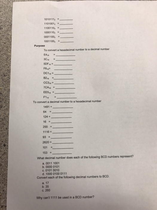 Solved 000110 111001 57 000011 To convert a decimal number | Chegg.com