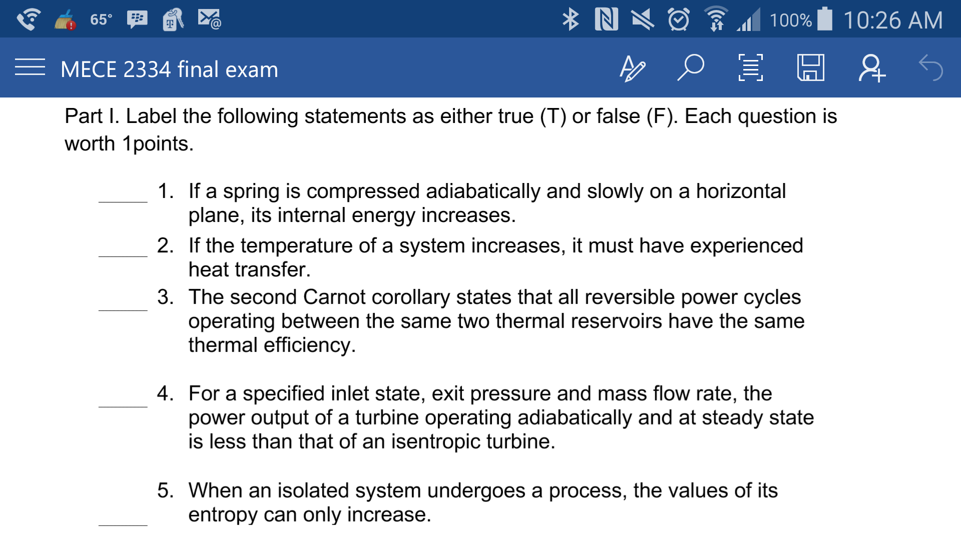 Solved Label the following statements as either true (T) or | Chegg.com