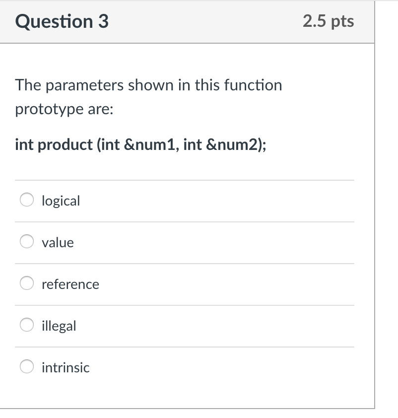 Solved Question 1 25 Pts Given The Following Function 
