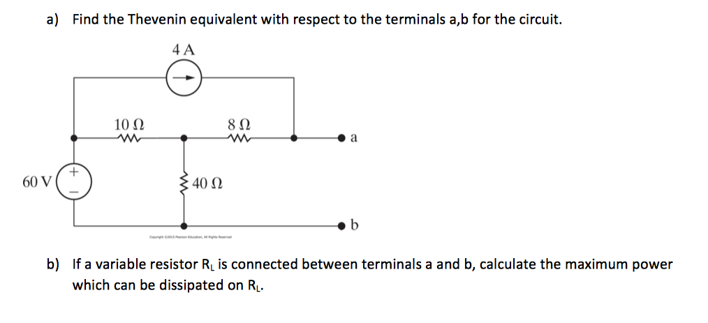 Solved a) Find the Thevenin equivalent with respect to the | Chegg.com