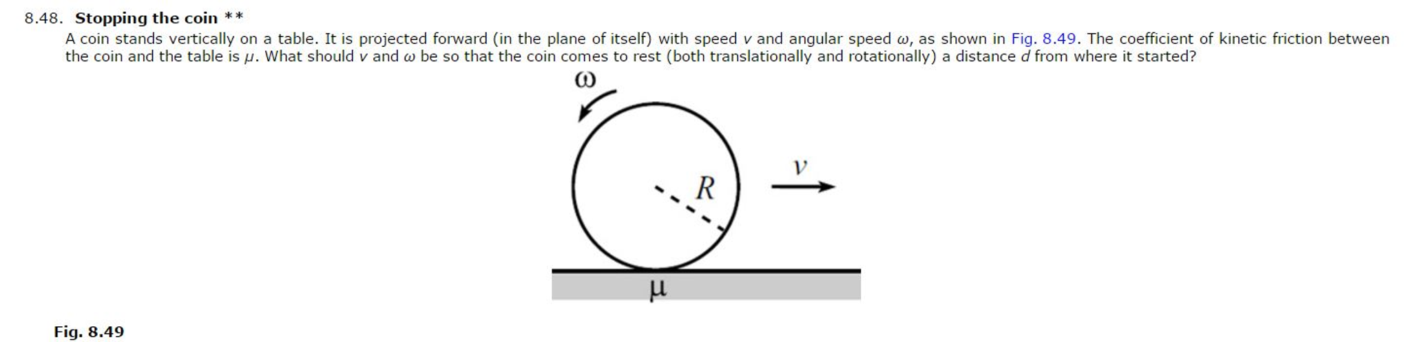 Solved A coin stands vertically on a table. It is projected | Chegg.com