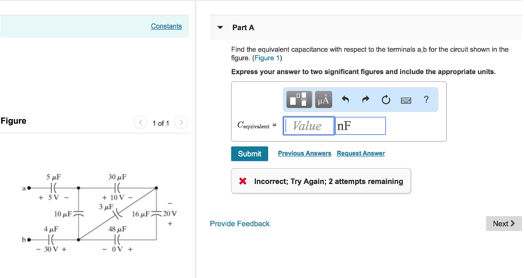 Solved onstants Part A Find the equivalent capacitance with | Chegg.com Solved onstants Part A Find the equivalent capacitance with | Chegg.com
