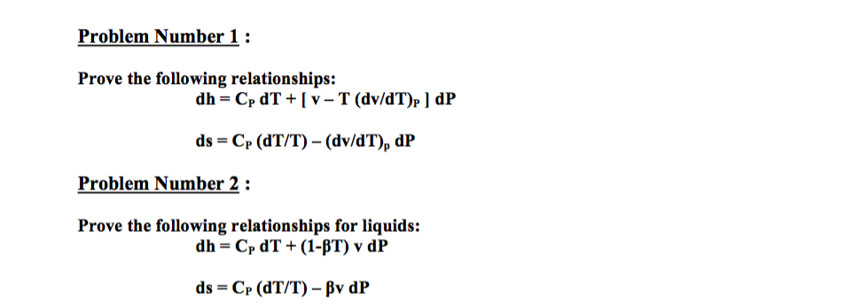 Solved Problem Number 1: Prove the following relationships: | Chegg.com